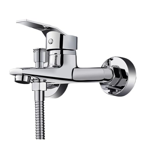 Zinc Alloy Basin Faucet Chrome Plated Wall Mounted Hot and Cold Water Double Spout Mixer Faucet Suitable for Bathroom Diverter Bathtub Shower Tray