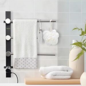 Wall Mounted Towel Warmer | 3 Bar Bathroom Drying Rack | Wall Mountable Quick Heating Waterproof Heated Towel Rail with Smart Temperature Control and Timer for Kitchen, Gym