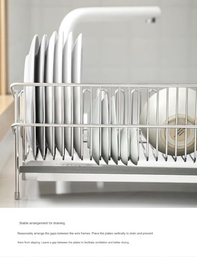 Dish Drying Rack 304 Stainless Steel Dish Rack with Drainboard Drainage, Utensil Holder for Various Kitchenware,Comes with chopstick holder Multifunctional Dish Rack for Kitchen Counter,Cup Holder,(St