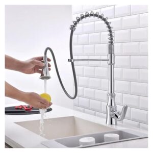 Single Handle Gold Kitchen Faucet Pull Down Kitchen Faucet with Spray Sink Faucet hot and Cold Kitchen Sink Faucet Gold Kitchen Faucet(Nickel)