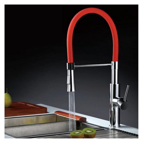 Colored Kitchen faucets White faucets Pull Down Hydraulic Kitchen faucets Mixer taps(Silvery)