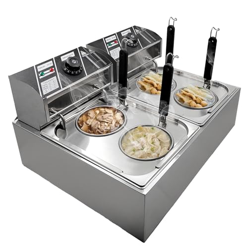 Noodle Cooking Machine - Commercial 110V Noodle Cooker with Four Baskets,Temperature Adjustable Boiler for Vegetables, Spaghetti, Dumplings, Soup, Fried Snacks