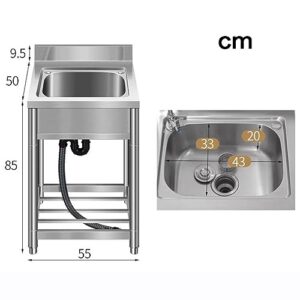 Free Standing Sink Stainless Steel Kitchen Sink Outdoor Utility Sinks Single Bowl Garden Sink with Cold and Hot Water Tap Catering Sink,Cold Water-1