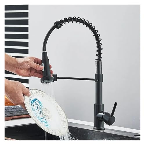 Pull Down Kitchen Faucet Chrome Dual Mode spout hot and Cold Water Mixer Crane Faucet Brass Spring Kitchen Sink Faucet(C)