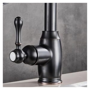 Bronze Black Kitchen Faucet Pull-Out Two-Way Sprayer Single Handle Hot and Cold Water Mixing Faucet Kitchen Water Crane Type 360 ​​Degree Rotation(Oil Rubbed Bronze)