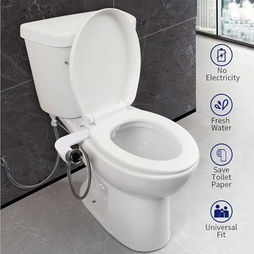 EOLTMESS Bidet Toilet Seat Attachment with Non-Electric Dual Nozzle, Self Cleaning Dual Nozzle Hygienic Toilet Bidet, Pressure Adjustable Water Pressure(15/16)