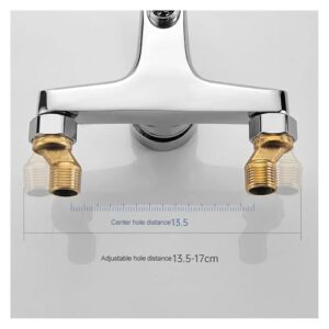 Zinc Alloy Basin Faucet Chrome Plated Wall Mounted Hot and Cold Water Double Spout Mixer Faucet Suitable for Bathroom Diverter Bathtub Shower Tray