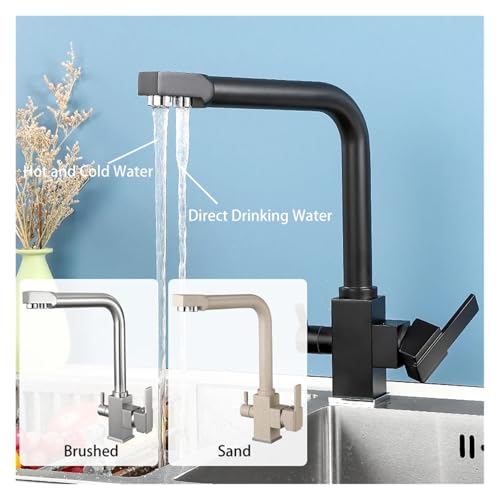 Double Spray Filter Kitchen Faucet Black Brass Purifier Nozzle Sink Mixer tap(A1022SD)