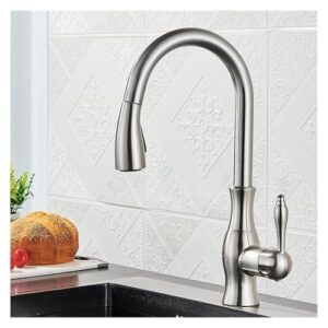 pull out kitchen sink single lever water mixing faucet crane 360 ​​degree rotating mixer(nickel)