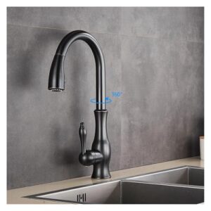 Pull Out Kitchen Sink Single Lever Water Mixing Faucet Crane 360 ​​Degree Rotating Mixer(Nickel)