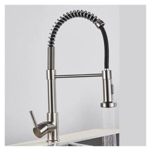 pull down kitchen faucet chrome dual mode spout hot and cold water mixer crane faucet brass spring kitchen sink faucet(nickel)