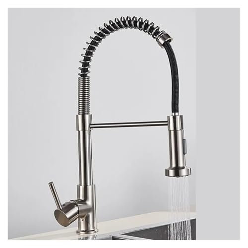 Pull Down Kitchen Faucet Chrome Dual Mode spout hot and Cold Water Mixer Crane Faucet Brass Spring Kitchen Sink Faucet(Nickel)