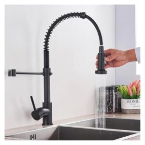 Pull Down Kitchen Faucet Chrome Dual Mode spout hot and Cold Water Mixer Crane Faucet Brass Spring Kitchen Sink Faucet(C)