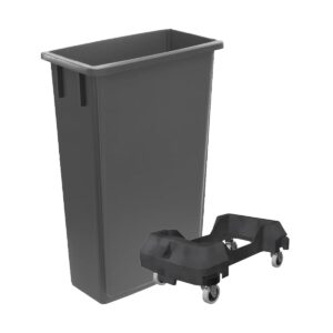 sunsierra 23 gallon heavy-duty trash can with dolly, wheeled garbage bin, slim durable waste container, rolling recycling bin, plastic wastebasket for kitchen, office, garage, hotels, restaurants