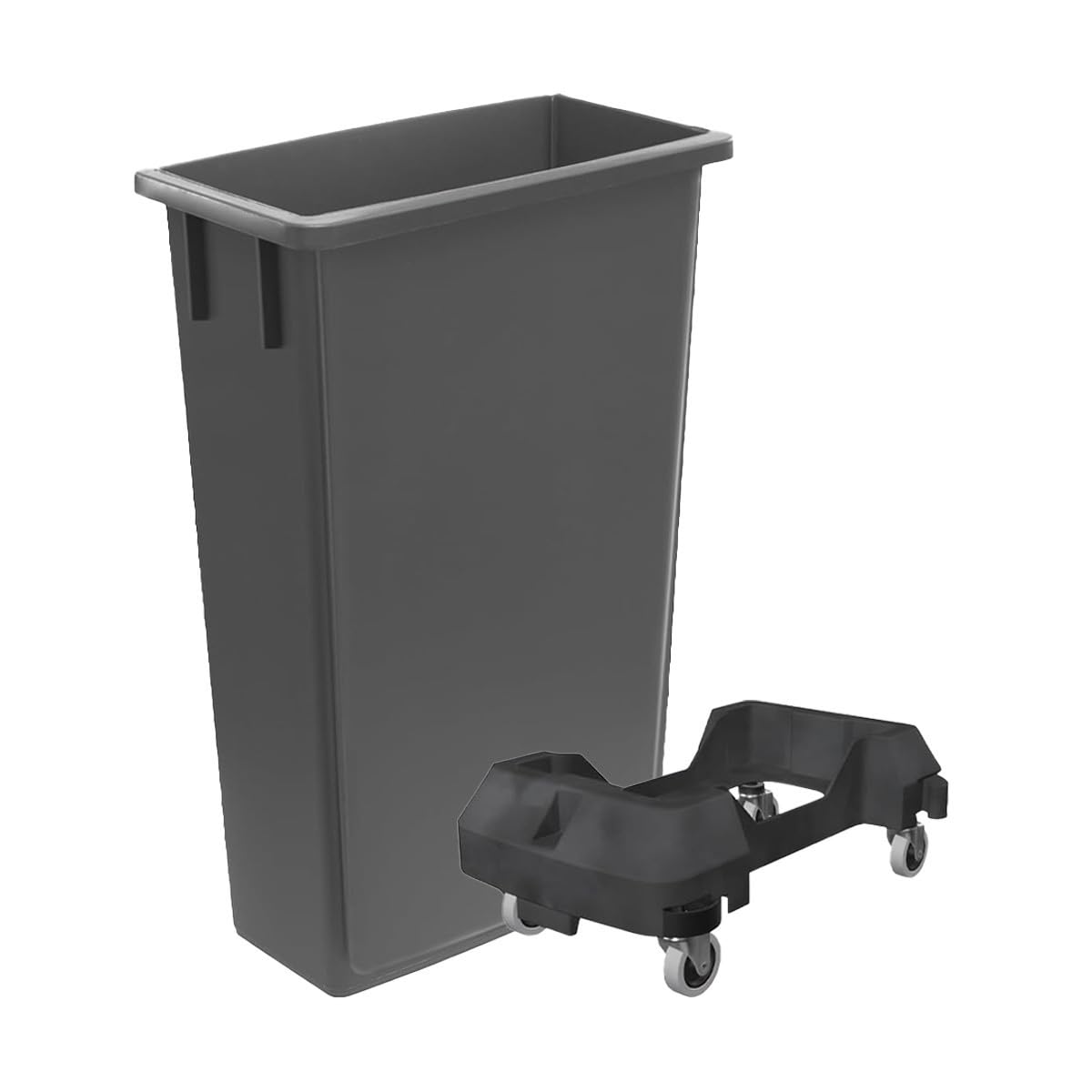 SunSierra 23 Gallon Heavy-Duty Trash Can with Dolly, Wheeled Garbage Bin, Slim Durable Waste Container, Rolling Recycling Bin, Plastic Wastebasket for Kitchen, Office, Garage, Hotels, Restaurants