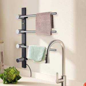 Bathroom Towel Warmer - Wall Mounted Stainless Steel Towel Rack,Temperature Control Heating Electric Drying Rack for Apartment, Gym, Kitchen, Hotel, Bathroom