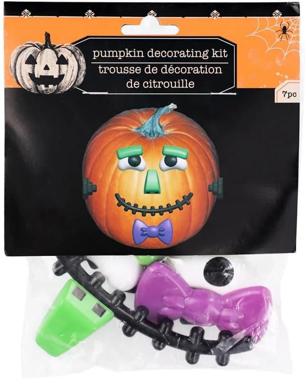 Halloween Plastic Push in Pumpkin Decorating Kits No Carving Kits 1 Set 4 Packs Halloween Pumpkin Faces Push in