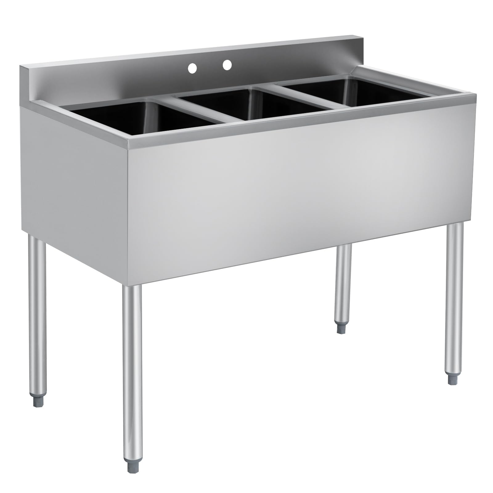 HARDURA 3 Compartment Sink of Stainless Steel, with 10X14X10 Inches Bowl and Backsplash, NSF Commercial Three Compartment Sink for Bar, Restaurant, Kitchen and Cafe