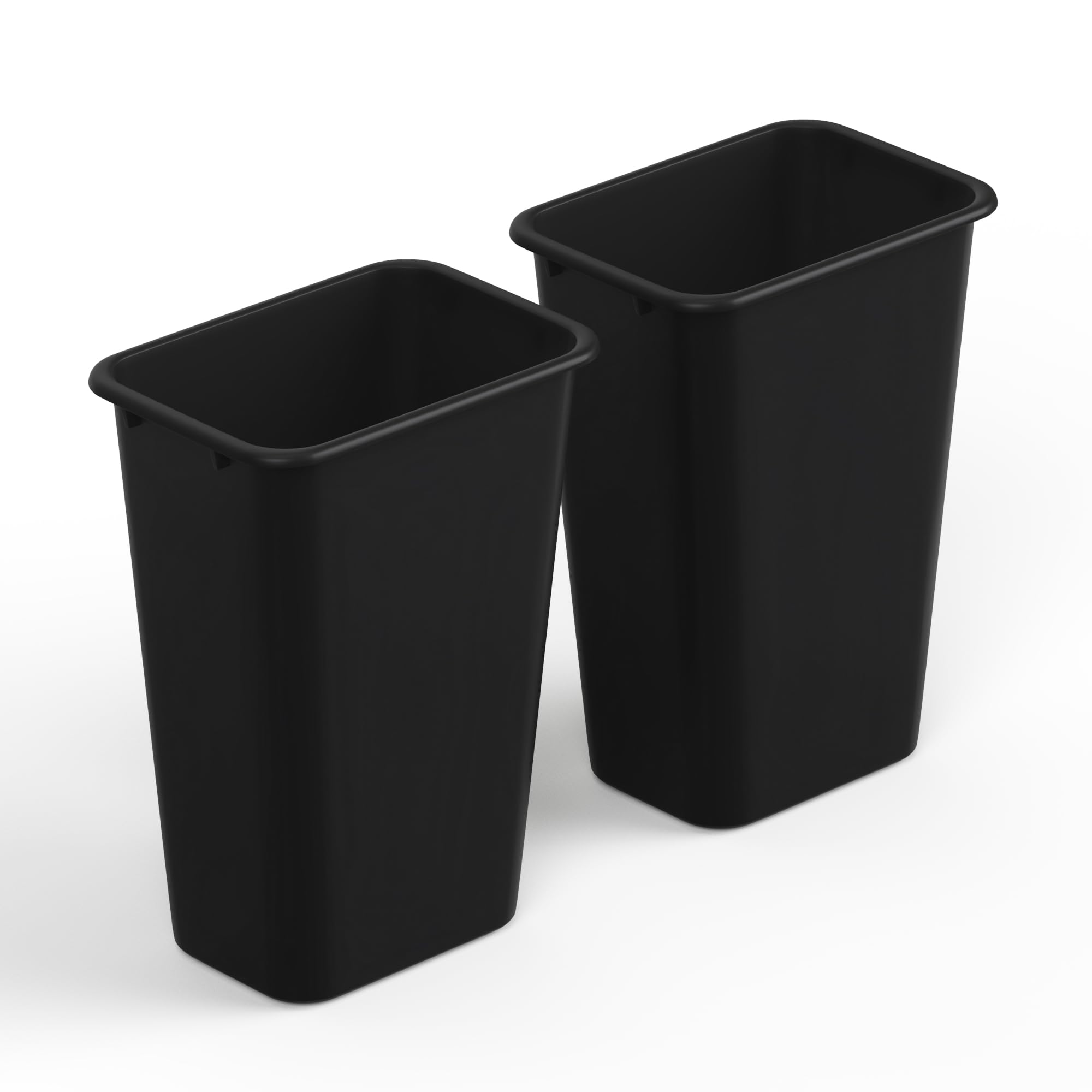 Pack of 2 | 41 Qt. / 10 Gallon Black Rectangular Wastebasket Trash Can