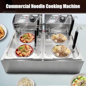 Commercial Noodle Boiler,Commercial 110V Noodle Cooker with Four Baskets - Temperature Adjustable Boiler for Vegetables, Spaghetti, Dumplings, Soup, Fried Snacks