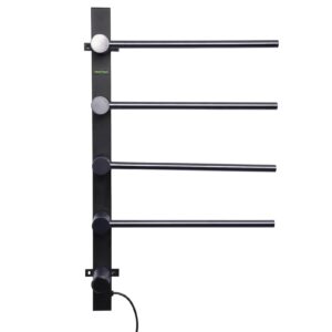 towel warmer rack | 4-bar electric towel warmer racks wall mounted - stainless steel temperature adjustable waterproof drying rack with built-in timer for kitchen, bathroom