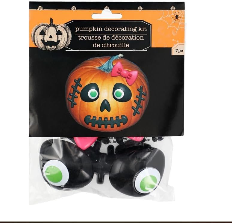 Halloween Plastic Push in Pumpkin Decorating Kits No Carving Kits 1 Set 4 Packs Halloween Pumpkin Faces Push in