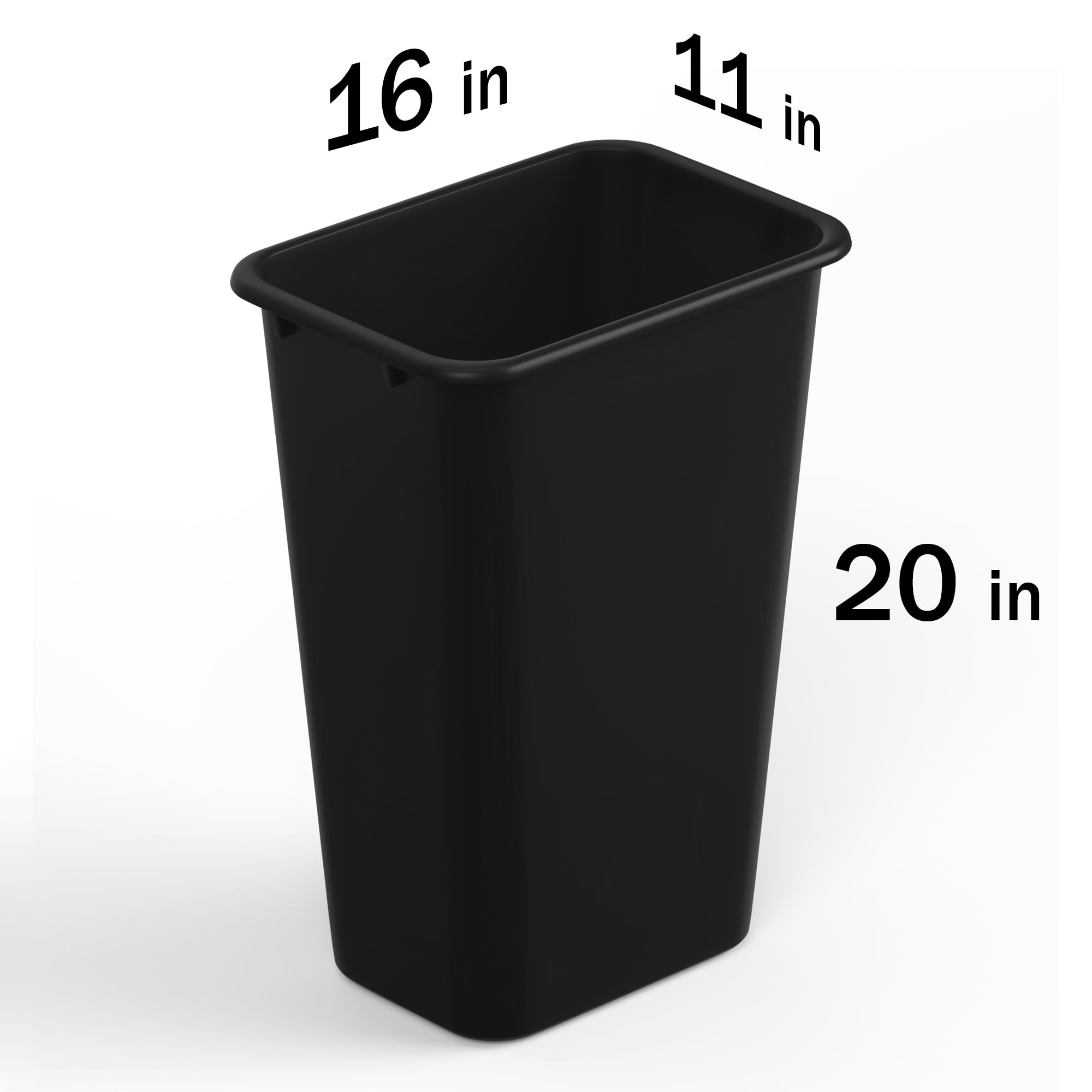 Pack of 2 | 41 Qt. / 10 Gallon Black Rectangular Wastebasket Trash Can