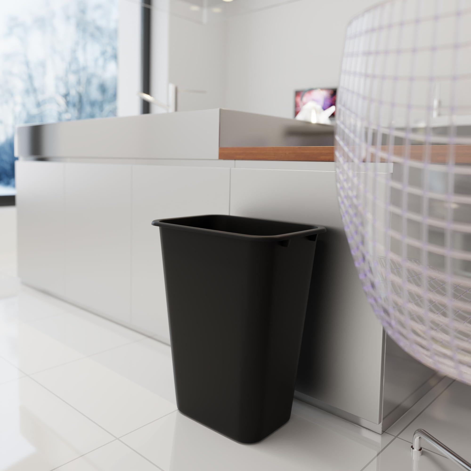 Pack of 2 | 41 Qt. / 10 Gallon Black Rectangular Wastebasket Trash Can