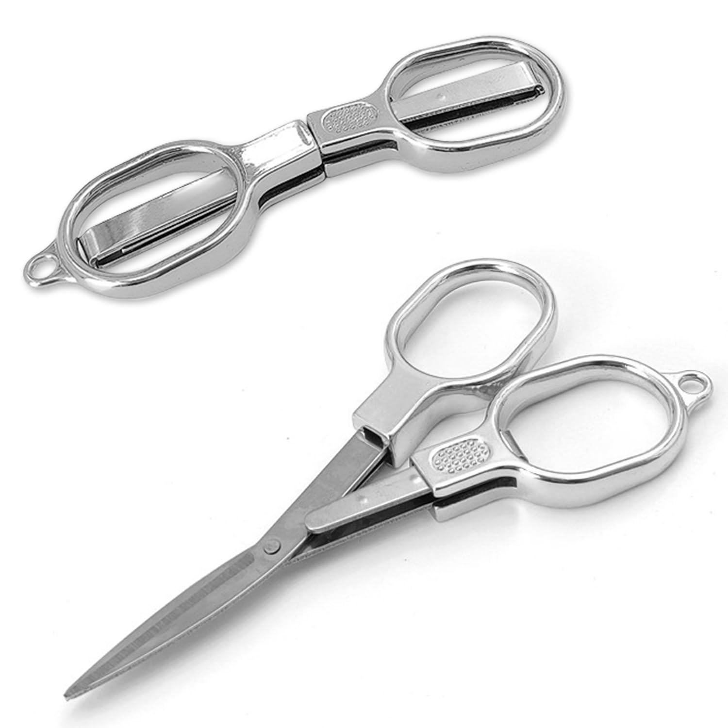 Folding Scissors,2 PCS Safe Portable Travel Mini Scissors,Stainless Steel Retractable Small Scissors for Home Office,Miniature Craft Scissors for Outdoor,Home,Office Use (silvery 2pcs)