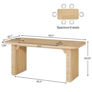 Tribesigns 62-Inch Executive Desk, Large Computer Office Desk, Modern Office Desks & Workstations with Double Pedestal, Writing Table Work Desk for Home Office (Easy to Assemble) (Natural)