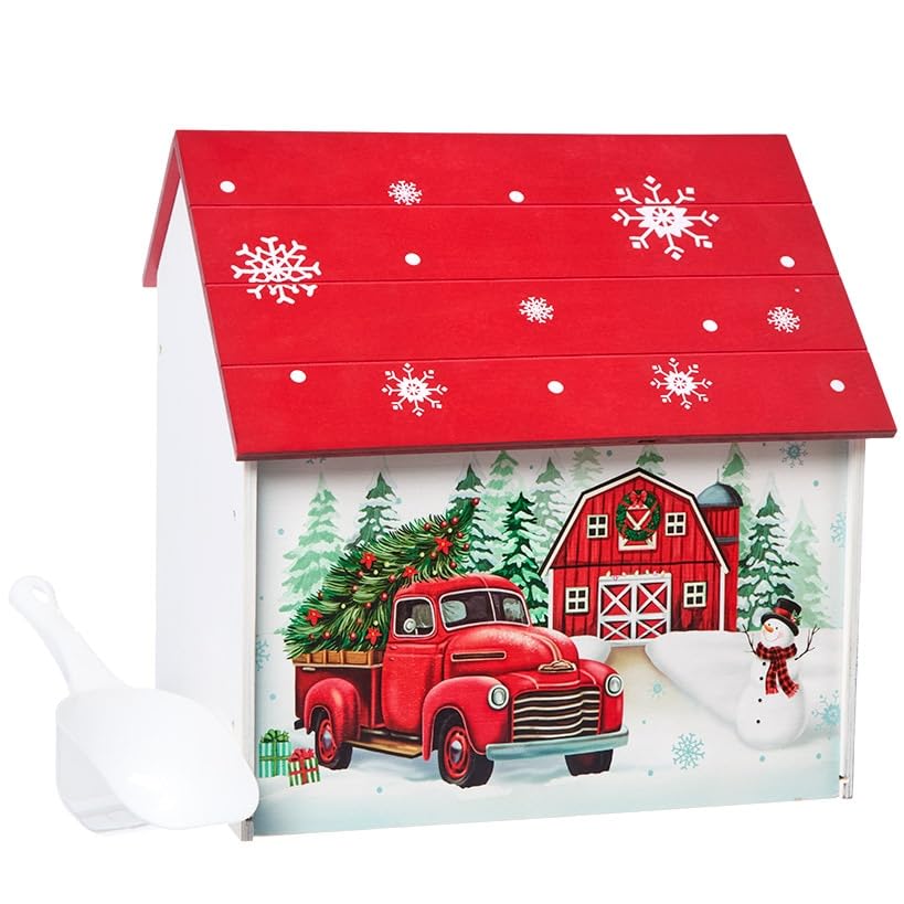 The Lakeside Collection Sidewalk Salt Box with Scoop - Red Truck