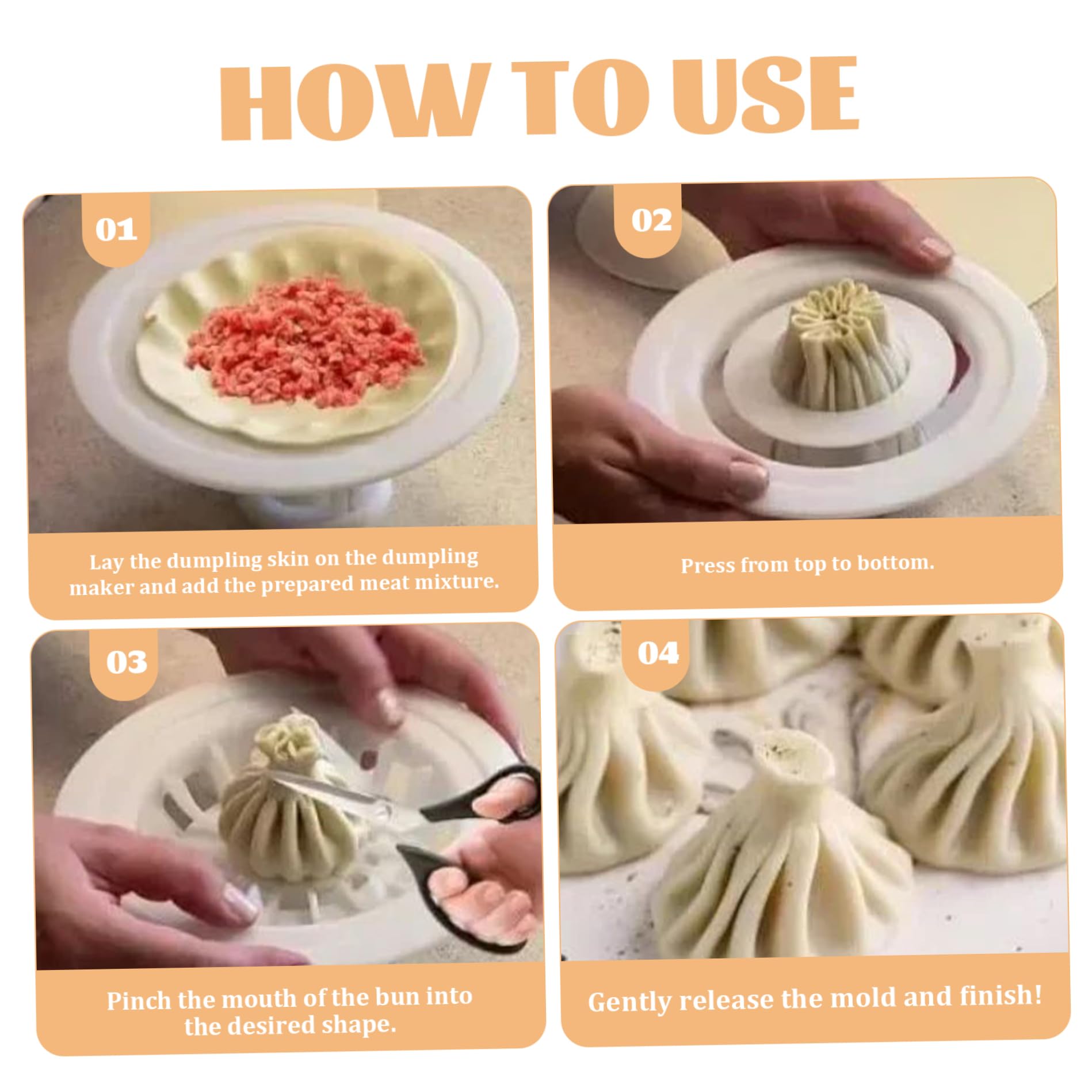 1PC Baozi Maker, 7 x 7 x 4 Inch Reusable Bun Momo Maker, Food-Grade ABS Bun Dumpling Maker, Portable Kitchen Tool Gadgets for Homemade Bao Buns, Cooking Tools for Home Kitchen