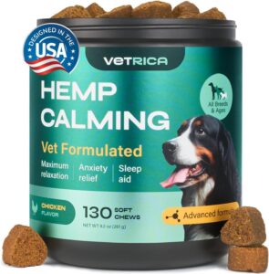 vetrica dog calming, supplement soft chews - behavioral issues & anxiety & sleep - wellness supplements for calming support