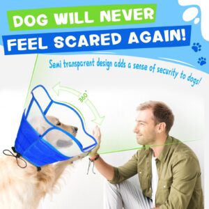 Soft Dog Cone Collar Alternative, Comfortable Pet Recovery Head Cone After Surgery, Breathable&Adjustable Elizabethan Neck Collar with 360°Vision for Large Medium Small Dogs and Cats(L)