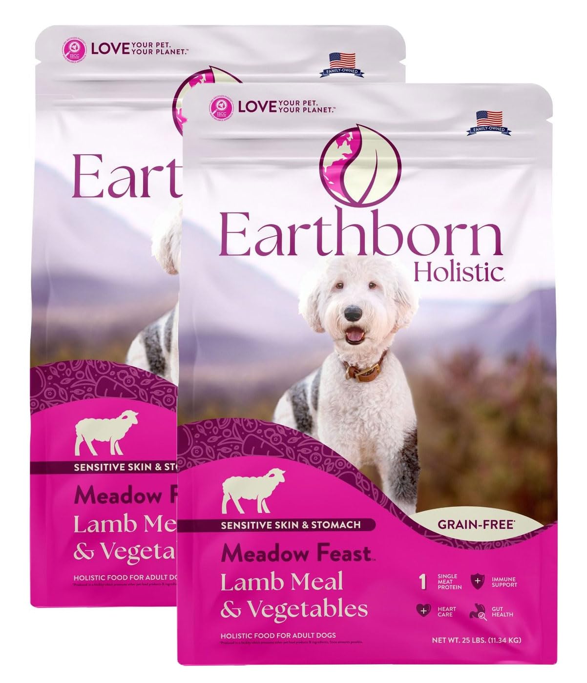 Earthborn Holistic Meadow Feast Grain-Free Natural Dry Dog Food (2 Bags - 50 Pounds Total)