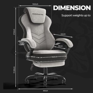 EIZIMZVU Ergonomic Office Chair with Adjustable Headrest and Footrest, High Back Computer Desk Chair with Linkage Armrests, Reclining Swivel Chair for Home Office, Executive Office Chair (Grey)