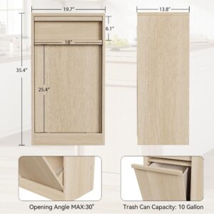 CABIHOME Tilt Out Trash Cabinet, Hidden Trash Cabinet with 10 Gallon Storage, Pet-Proof Freestanding Garbage Can Cabinet Laundry Hamper for Kitchen Dining Room