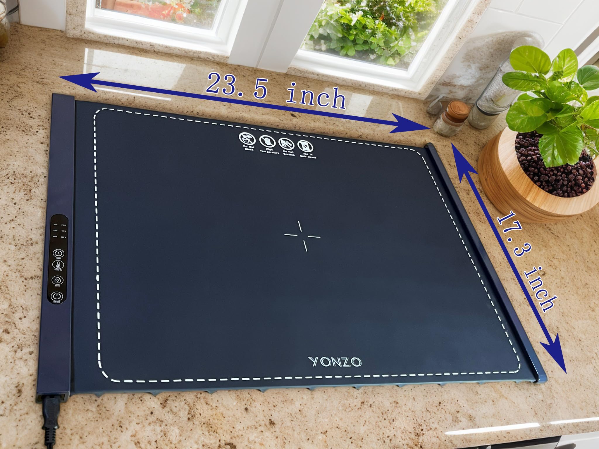 YONZO Food Warming Mat for Countertop Full Surface Hot Plate 260W Portable & Rollable Electric Food Warmers for Parties Buffet with 3 Temperature & Timer Defrosting Tray for Frozen Meat XL