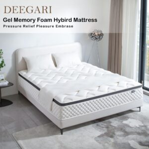 Deegari King Mattress,14 Inch King Size Mattress in a Box,Gel Memory Foam and Innerspring Hybrid Mattress with Individual Pocket Spring for Motion Isolation,Pressure Relief,Medium Firm Feel