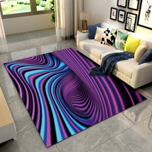 YJDRUG Abstract Striped Area Rug,3x5ft, Optical Illusion Decorative Indoor Rug, Modern Abstract Rug for Bedroom, Living Room Hallway Entrance Non-Slip Washable Rug