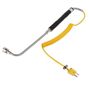 K Type Thermocouple Heat Resistant Steel Thermocouple Sensor with Insulated Handle High Accuracy Rapid Response for Temperature Testing (Bent Shank Surface Thermocouple)