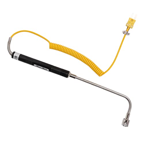 K Type Thermocouple Heat Resistant Steel Thermocouple Sensor with Insulated Handle High Accuracy Rapid Response for Temperature Testing (Bent Shank Surface Thermocouple)