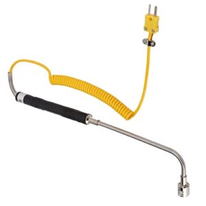 K Type Thermocouple Heat Resistant Steel Thermocouple Sensor with Insulated Handle High Accuracy Rapid Response for Temperature Testing (Bent Shank Surface Thermocouple)