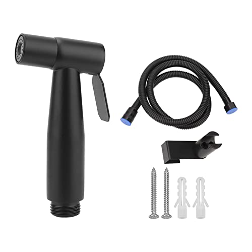 304 Stainless Steel Black Handheld Pressurized Sprayer with 1.2m Hose Wall Hook Toilet Bidet G1/2 Male Female Thread