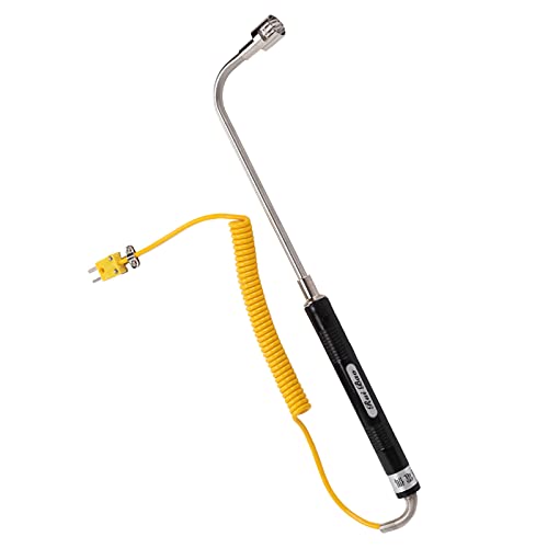 K Type Thermocouple Heat Resistant Steel Thermocouple Sensor with Insulated Handle High Accuracy Rapid Response for Temperature Testing (Bent Shank Surface Thermocouple)