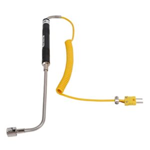 K Type Thermocouple Heat Resistant Steel Thermocouple Sensor with Insulated Handle High Accuracy Rapid Response for Temperature Testing (Bent Shank Surface Thermocouple)