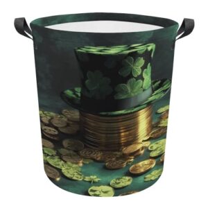 laundry hamper green hat and gold coins freestanding laundry basket thickened waterproof collapsible clothes hamper storage for clothes toys dorm and family