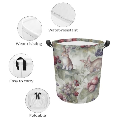 Laundry Hamper Hand Drawn Rabbit Freestanding Laundry Basket Thickened Waterproof Collapsible Clothes Hamper Storage for Clothes Toys Dorm And Family