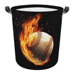 laundry hamper fire baseball freestanding laundry basket thickened waterproof collapsible clothes hamper storage for clothes toys dorm and family