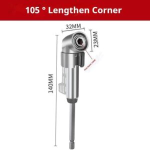 105 Degree Right Angle Drill Adapter, Right Angle Drill Adapter, Corner Tool Screw Hub With Multi-Function Bend Screwdriver Bit, 360°Rotatable Set For 1/4" Drill (Short+long+10 Screwdriver Bits)